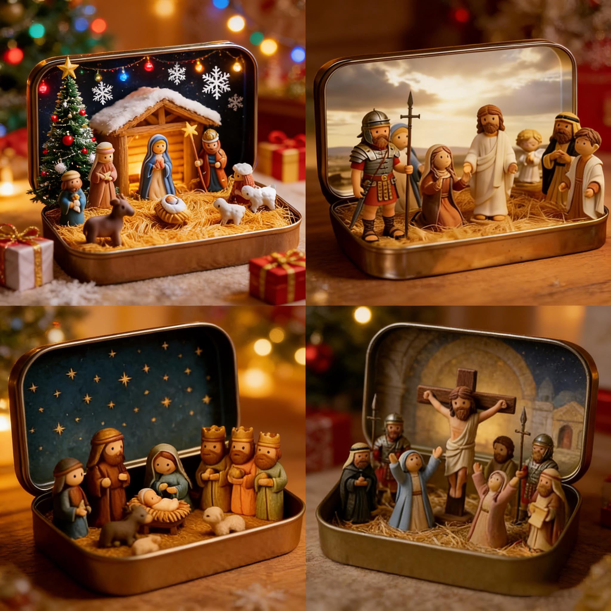 CuiLiyq Pocket Size Nativity Set in A Box, Handcrafted Mini Nativity ...