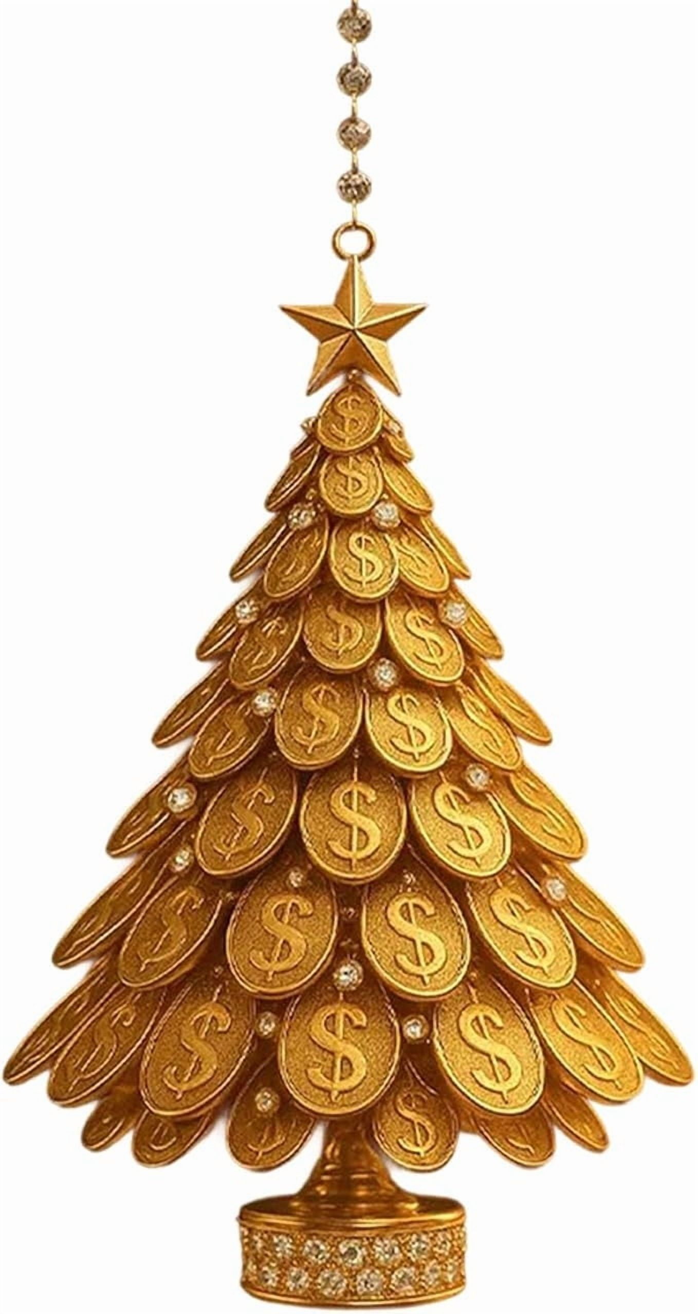 CuiLiyq Shining Gold Coin Christmas Tree Ornament, Stacked Gold Wealth ...
