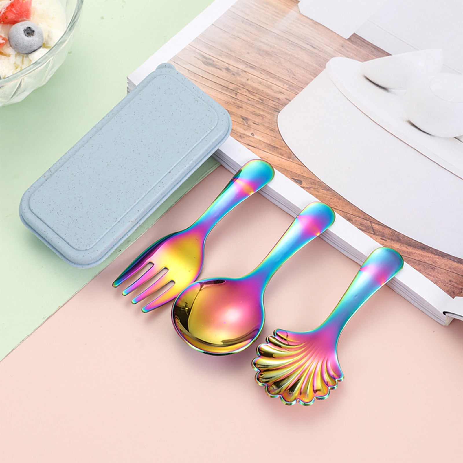 CuiLiyq Stainless Steel Cutlery Set With Storage Box, Multicolor Mini ...