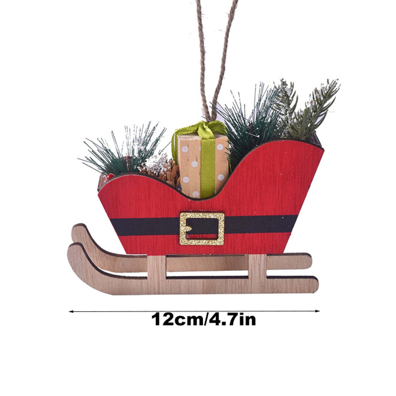 CuiLiyq Wood Sleigh Christmas Ornaments, 3D Miniature Sleighs Christmas ...