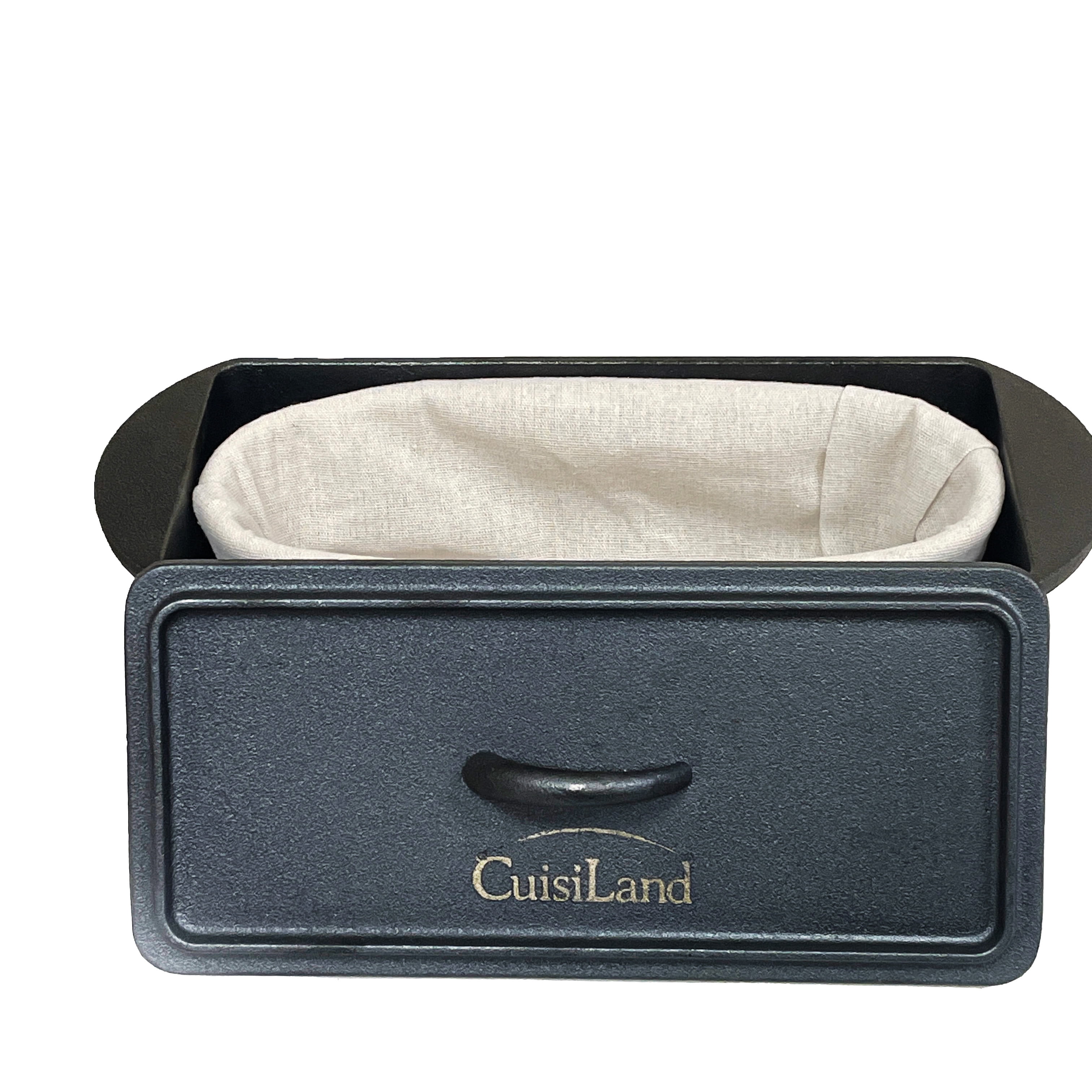 Cuisiland Rectangular Cast Iron Bread Loaf Pan+ Bread Basket, Heavy ...