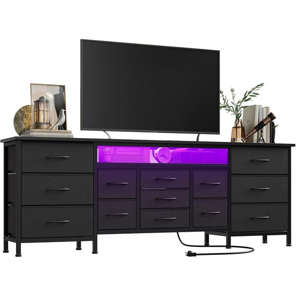 70 Inch Long Dresser with 13 Drawers, TV Stand for 65-80 Inch TV with ...