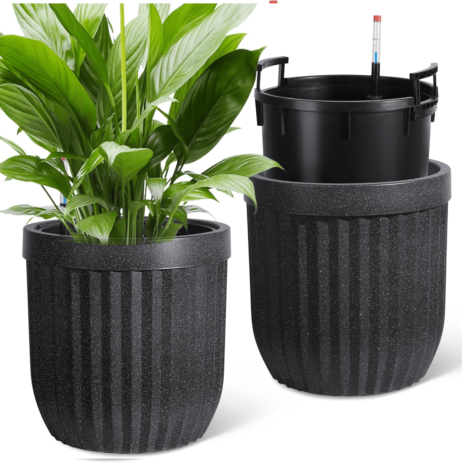 CuisinSmart 14.5"/23"/31" Tall Planters Set of 2,Outdoor＆Indoor ...