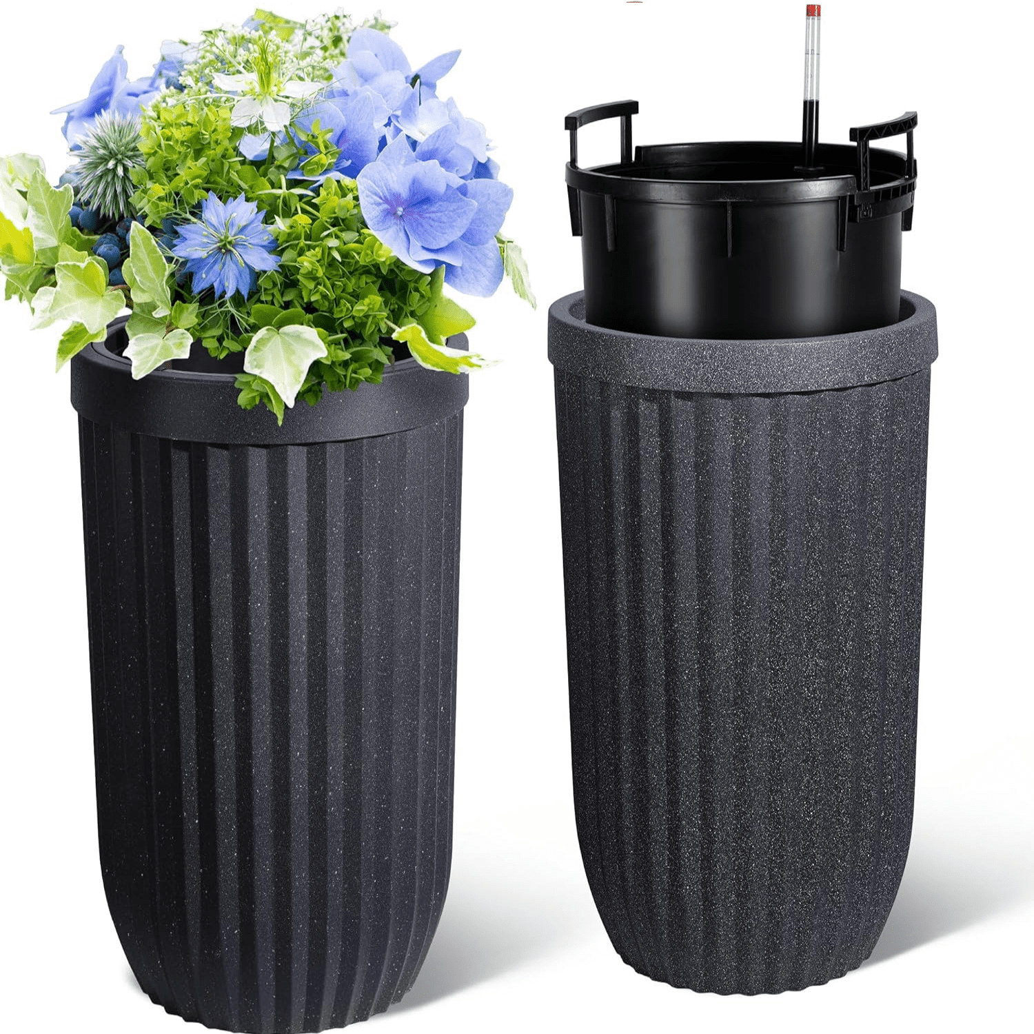 CuisinSmart 14.5"/23"/31" Tall Planters Set of 2,Outdoor＆Indoor ...