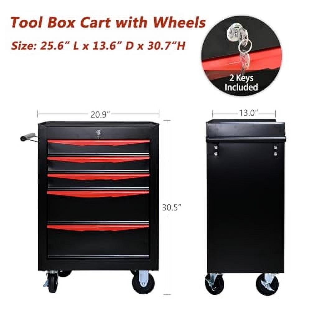 CuisinSmart 5 Drawer Rolling Tool Chest, 20 Inch Lockable Rolling Tool ...