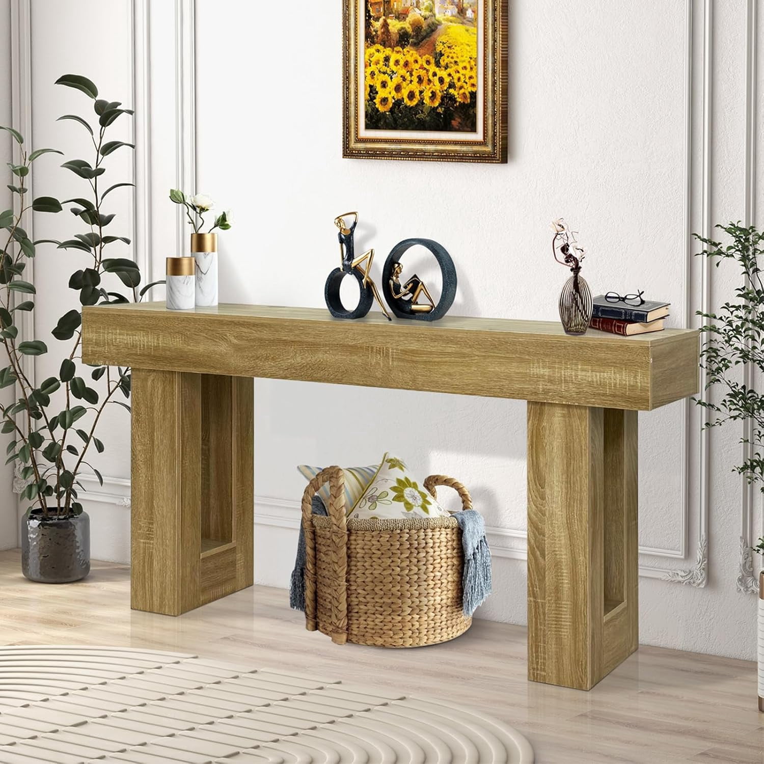 CuisinSmart Wood Console Table, 63" Long Farmhouse Entryway Table ...