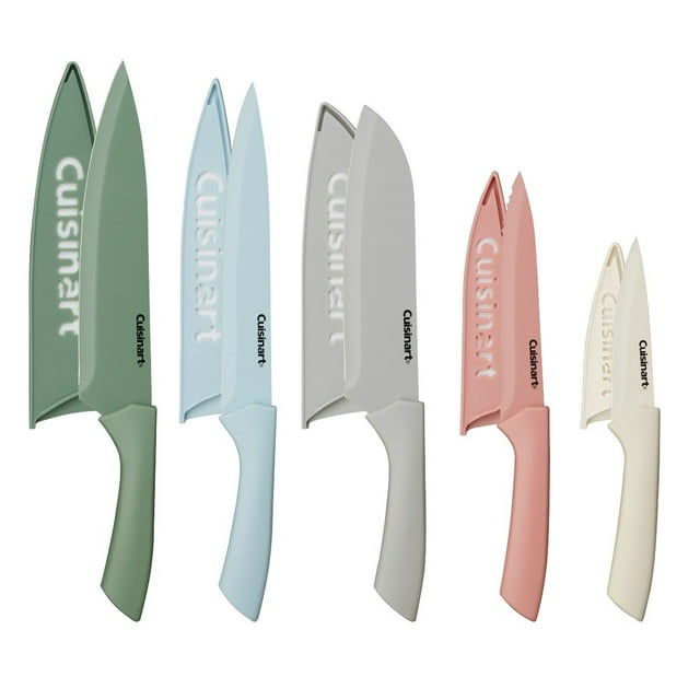 Cuisinart 10-Piece Stainless Steel Kitchen Knife Set, Color Coded ...