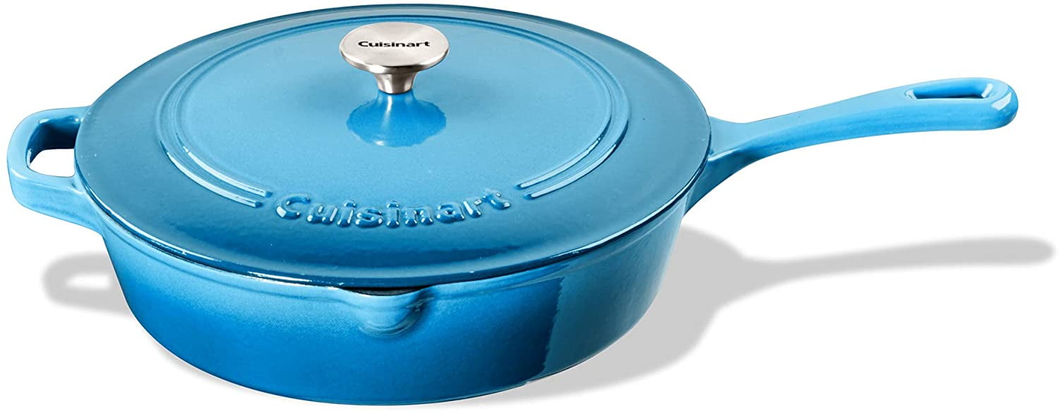 Cuisinart 12″ Chicken Fryers Cast Iron with Lid – Aqua Blue Gradient ...