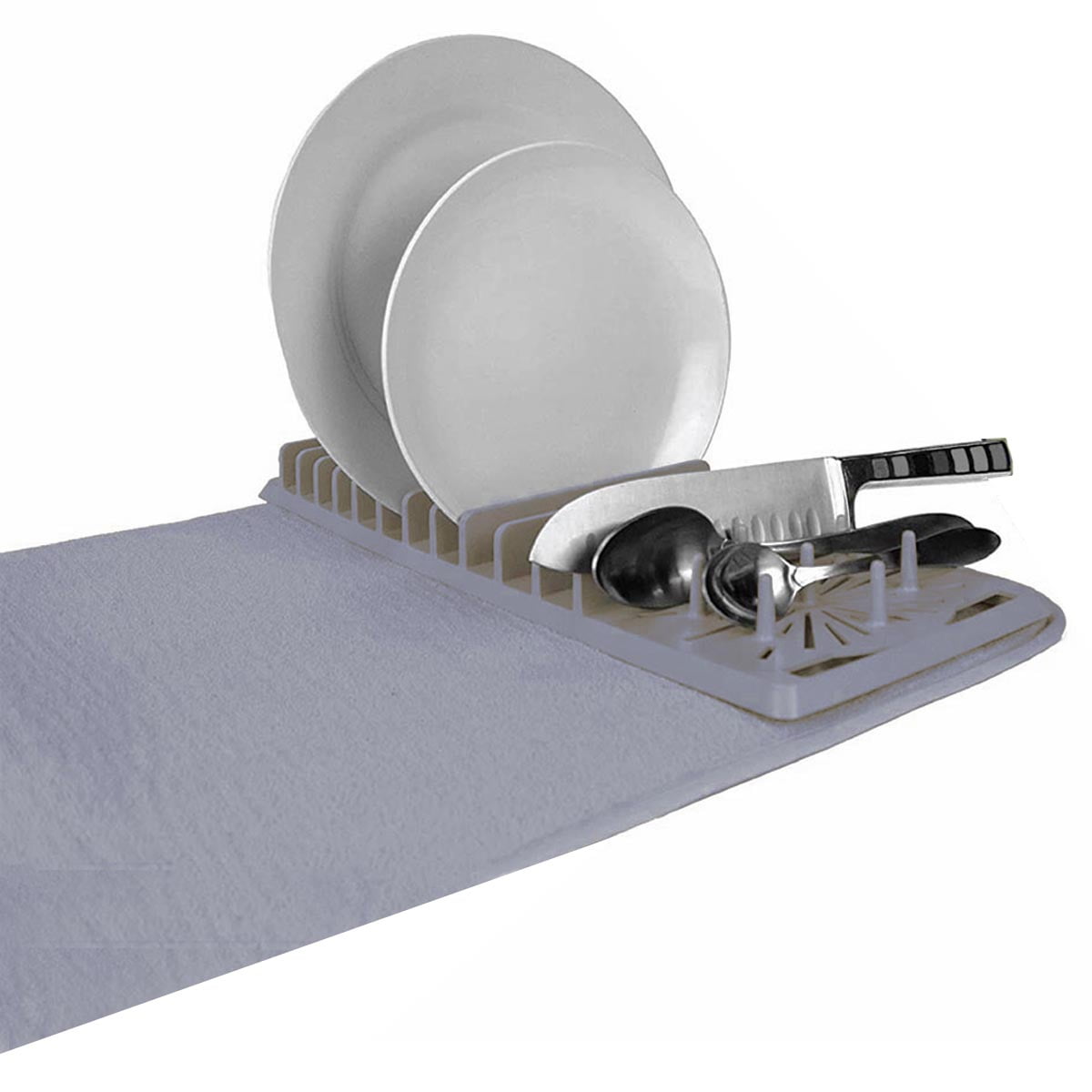 Cuisinart Dish Drying Mat with Rack Gray - Absorbent Kitchen Countertop ...
