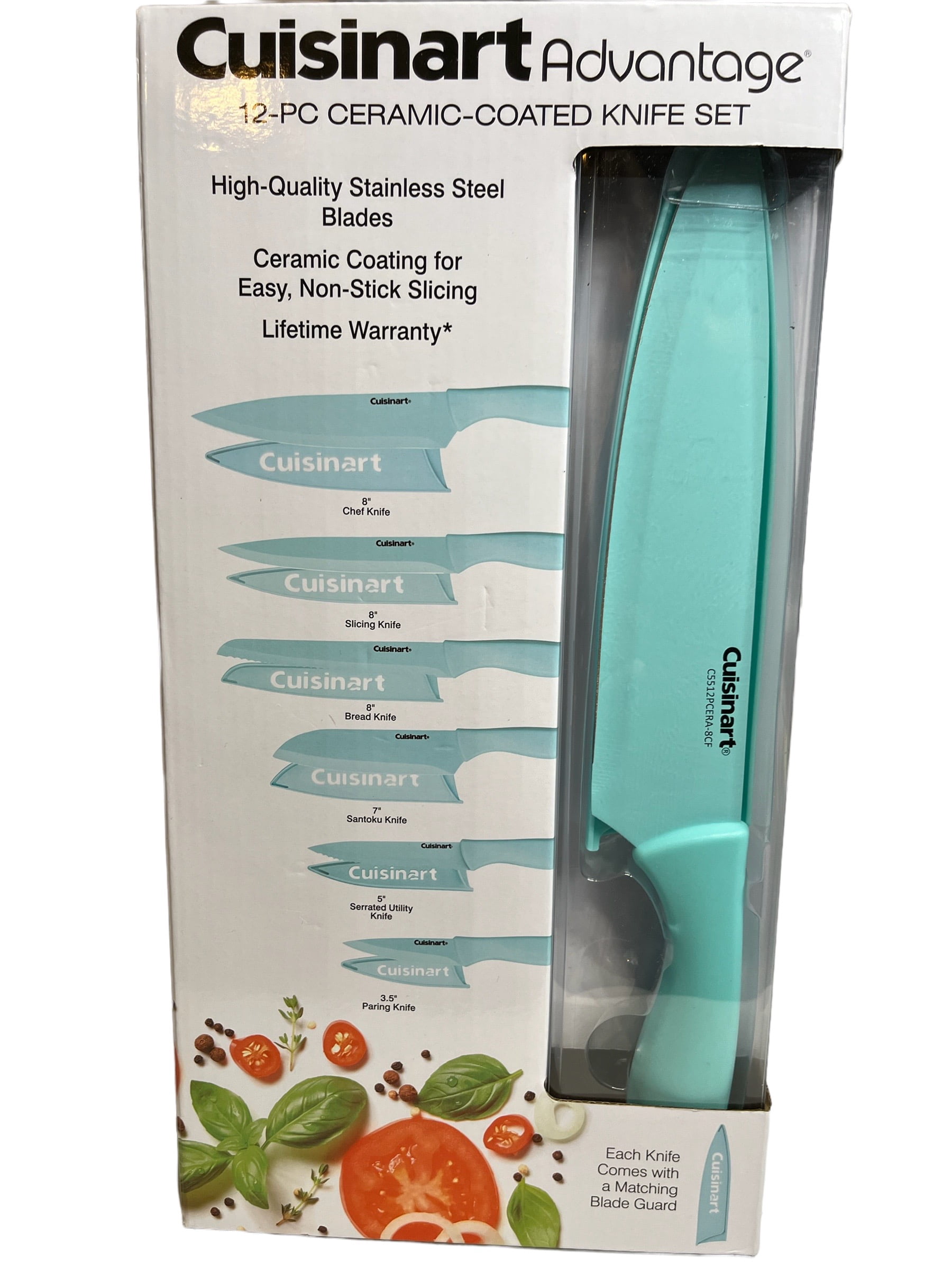 Cuisinart Advantage | 12 PC CERAMIC-COATED KNIFE SET- PASTEL GREEN ...