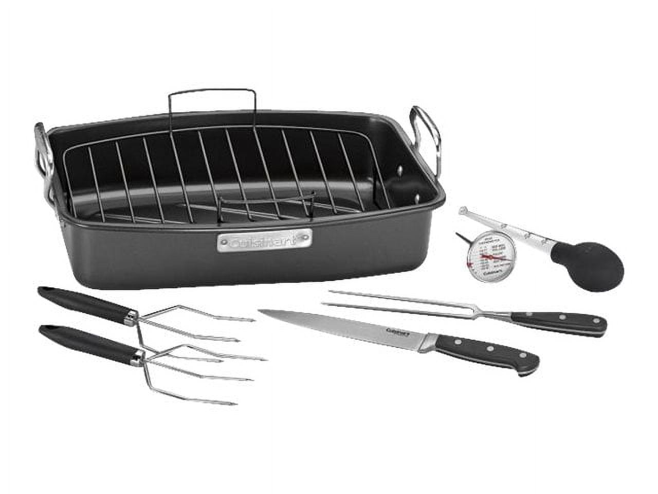 Cuisinart Aluminum Nonstick Roaster with Carving Tools, Chrome ...