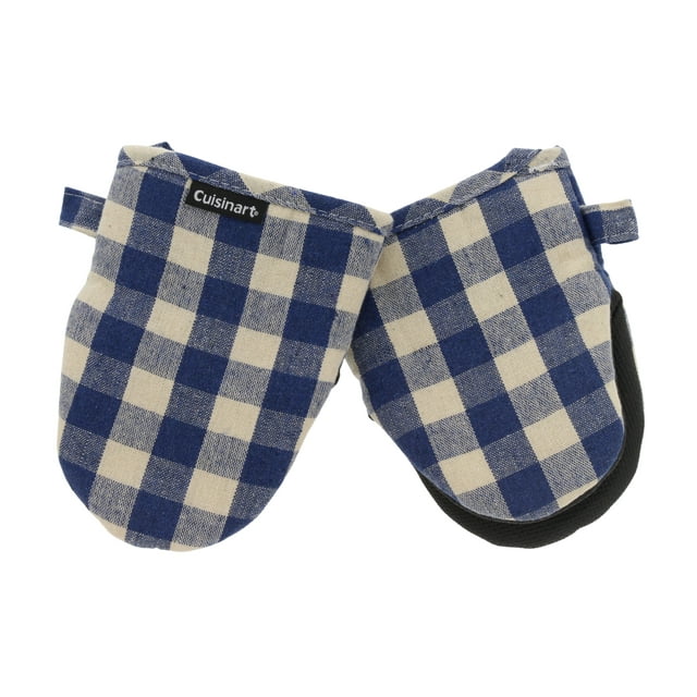 Cuisinart Buffalo Check Mini Oven Mitts, 2 Pack, Blue and Ivory Plaid ...