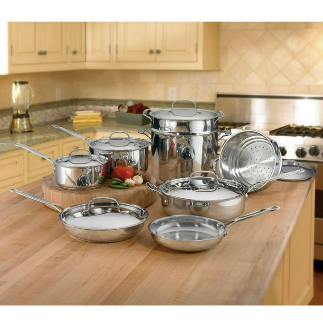 Cuisinart Chef's Classic 14-Piece Stainless Steel Cookware Set, Pots ...