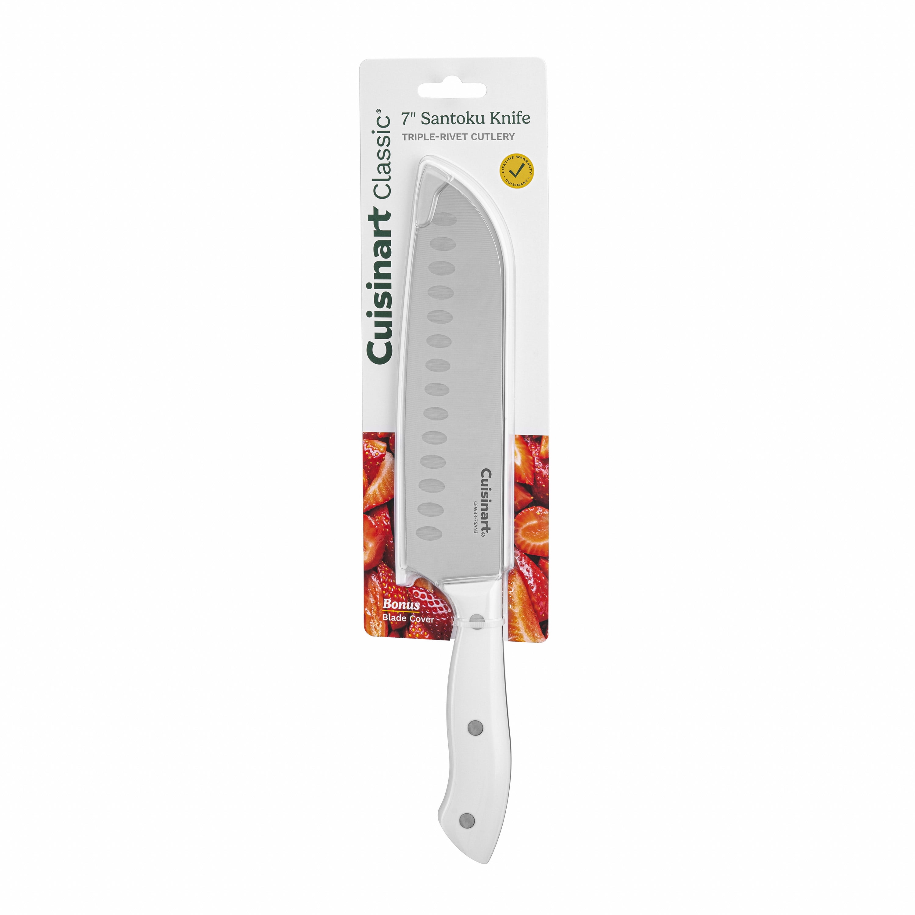 Cuisinart Classic 7" White Triple Rivet Santoku Knife, CEW3R-7SAN3 ...