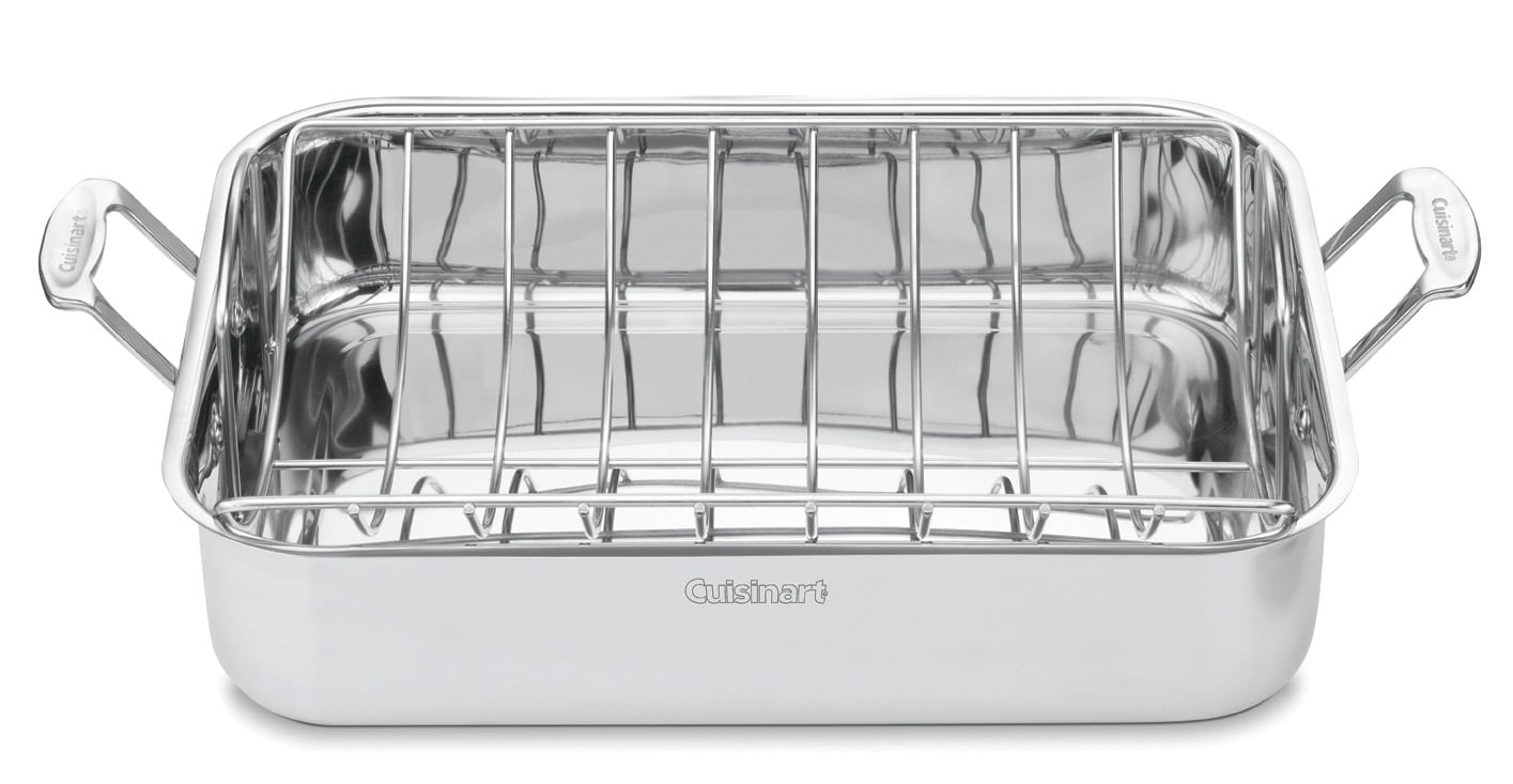 "Cuisinart Large 16"" Stainless Steel Roasting Pan with Handles and ...