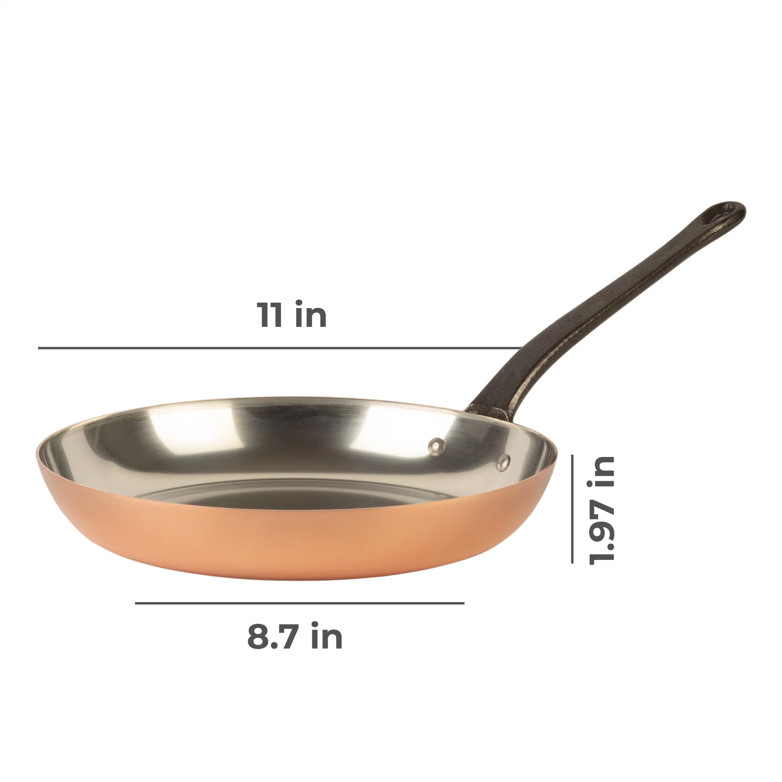 Cuisine Romefort - Tinned copper frying pan 11 in - Walmart.com