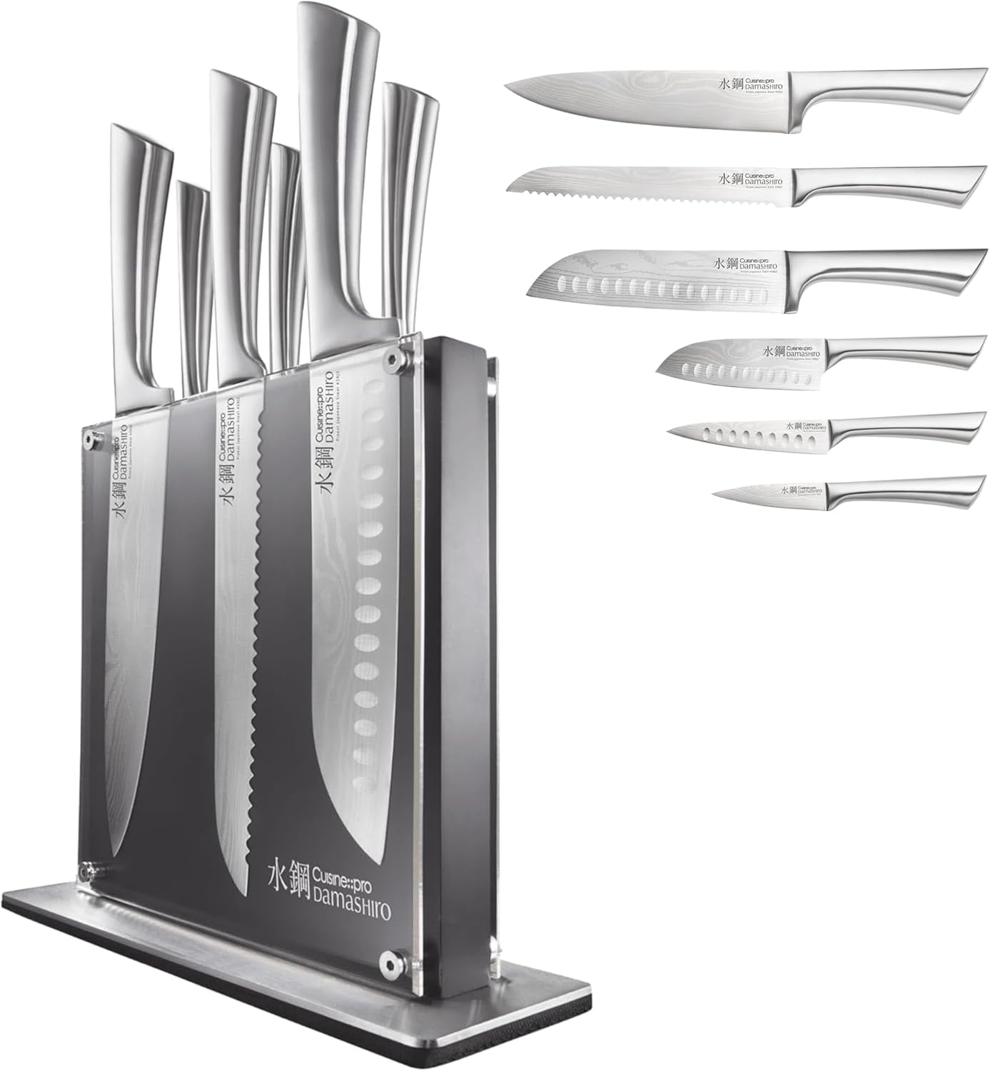 Cuisine::pro Damashiro Knife Block (Kin - 7 Piece Set) - Japanese Knife ...
