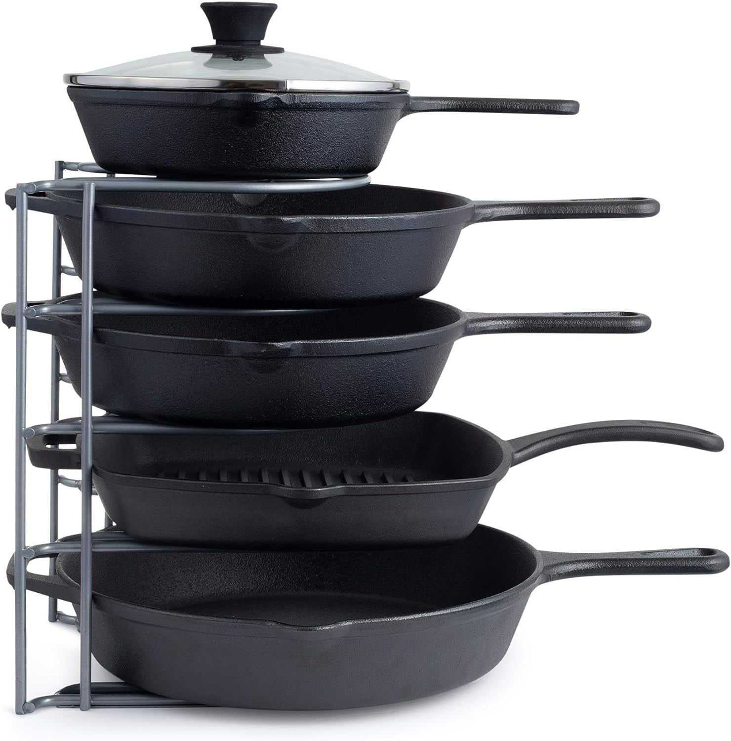 Cuisinel 5-Tier Pan Rack Cookware Organizer for Cast Iron Skillets ...