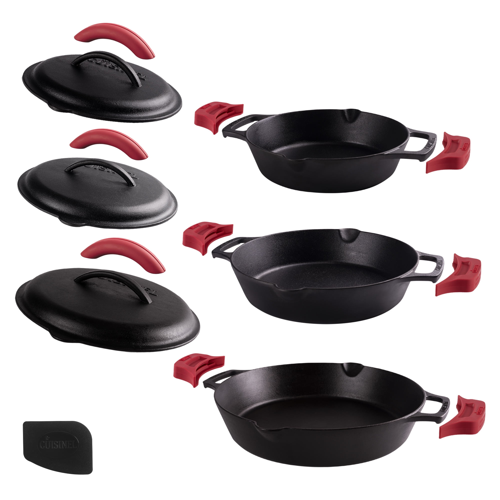 Cuisinel Dual Handle Cast Iron Skillet with Lid Pre-Seasoned Kitchen ...