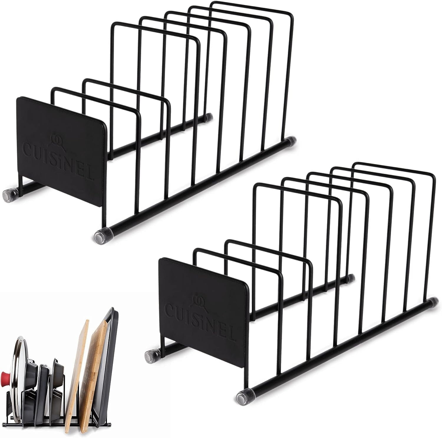 Cuisinel Lid & Dish Kitchen Rack Organizer 7-Tier Pan Organizer, Matte ...