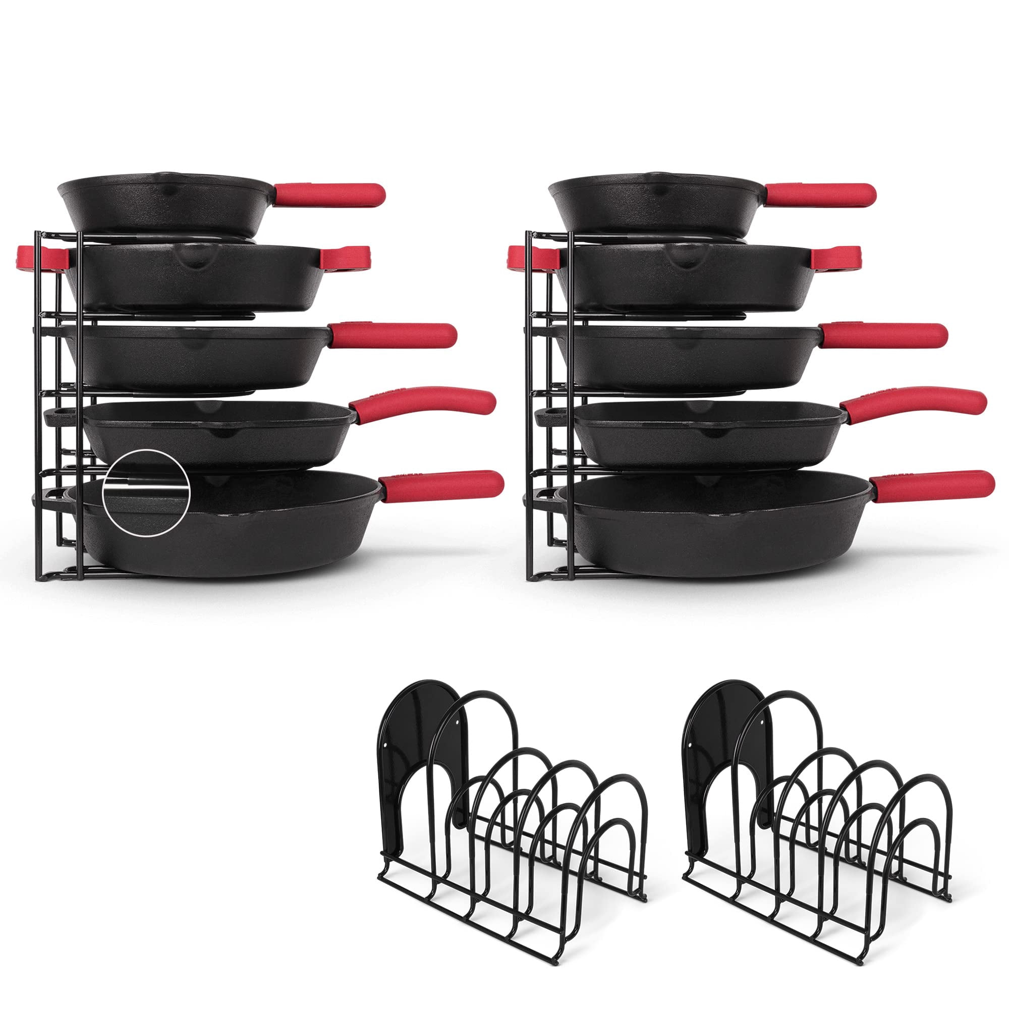 Cuisinel Pots and Pans Organizers - 2-Pack of Silicone-Coated 12" Heavy ...