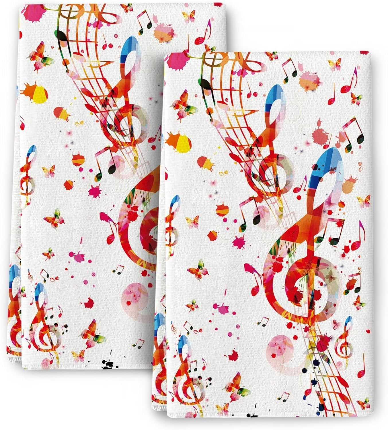 Cukemip Funny Music Note Kitchen Dish Towels 16"x24" Absorbent Drying ...