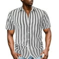 Cukono Mens Casual Stylish Short Sleeve Button Up Striped Dress Shirts