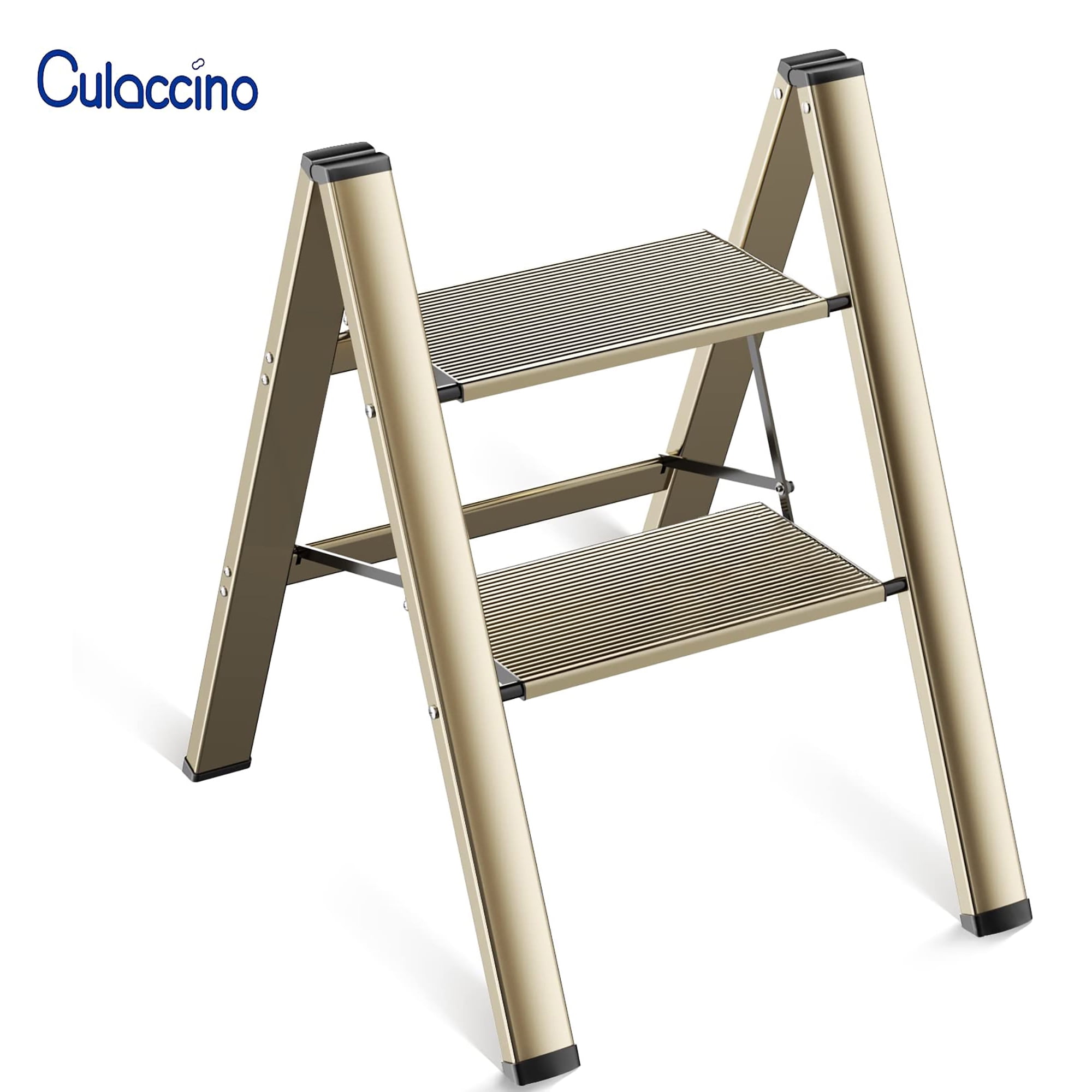Culaccino Lightweight 2 Step Ladder, Foldable and Portable, Non-Slip ...