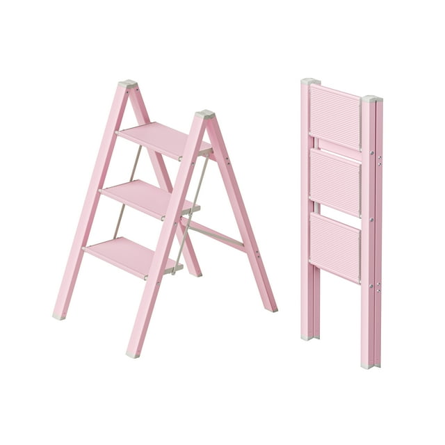 Culaccino 3 Step Ladder Aluminum Lightweight Folding Stool Wide Anti ...