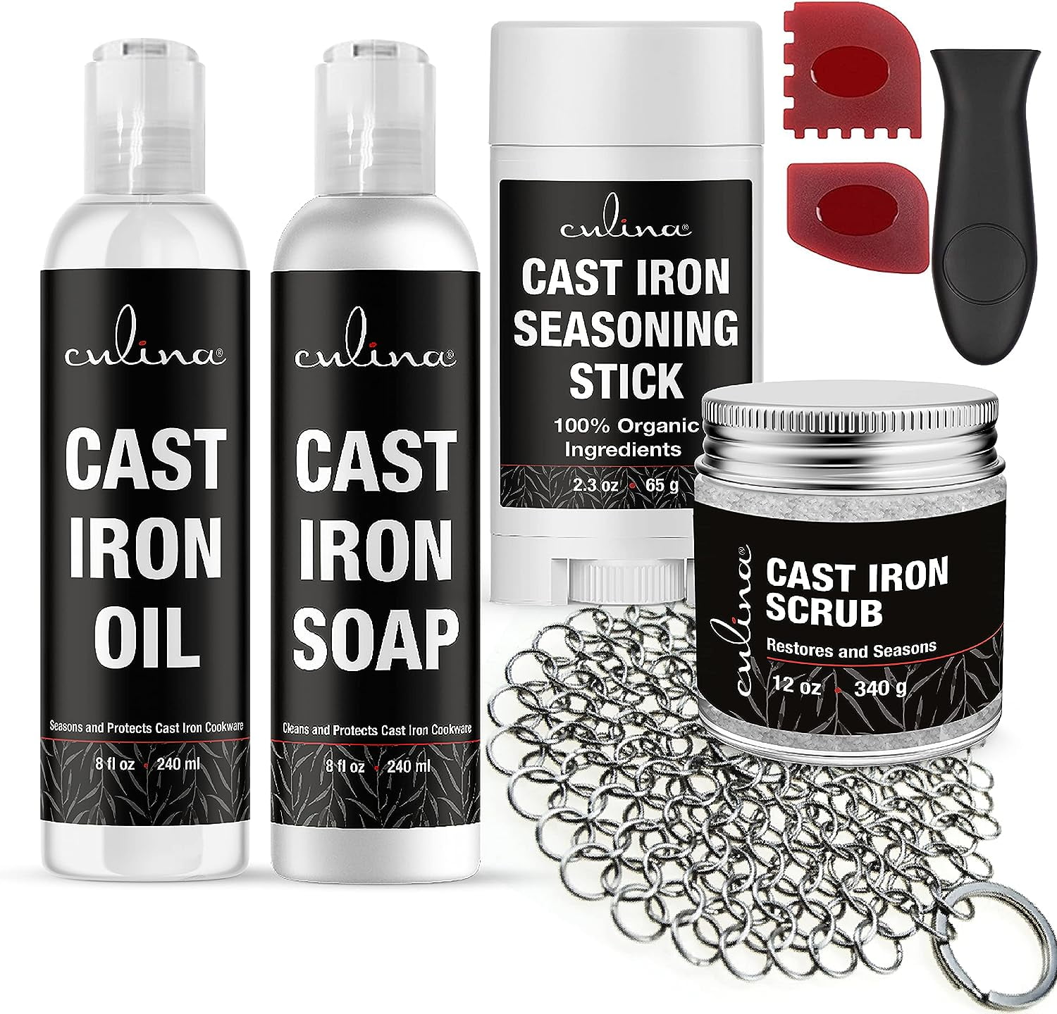 Culina Cast Iron Seasoning Stick Soap Oil Conditioner Restoring Scrub ...