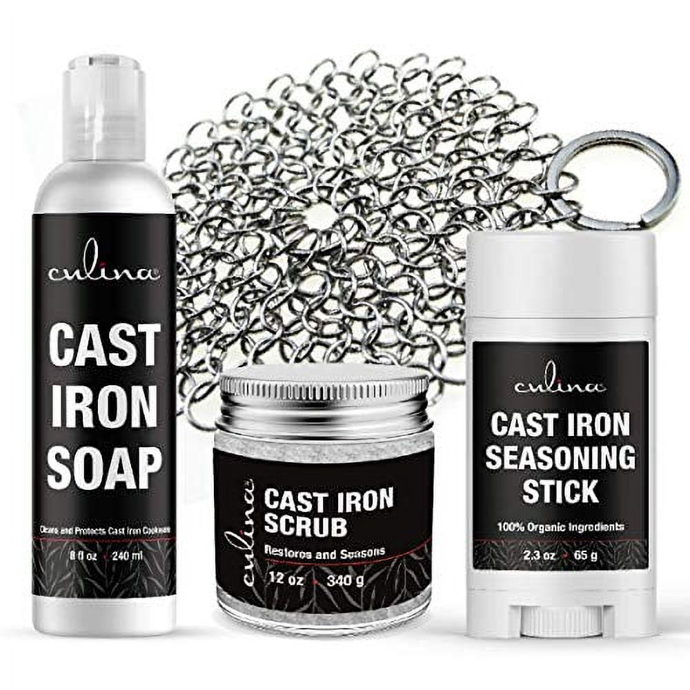Culina Cast Iron Seasoning Stick & Soap & Restoring Scrub & Stainless ...