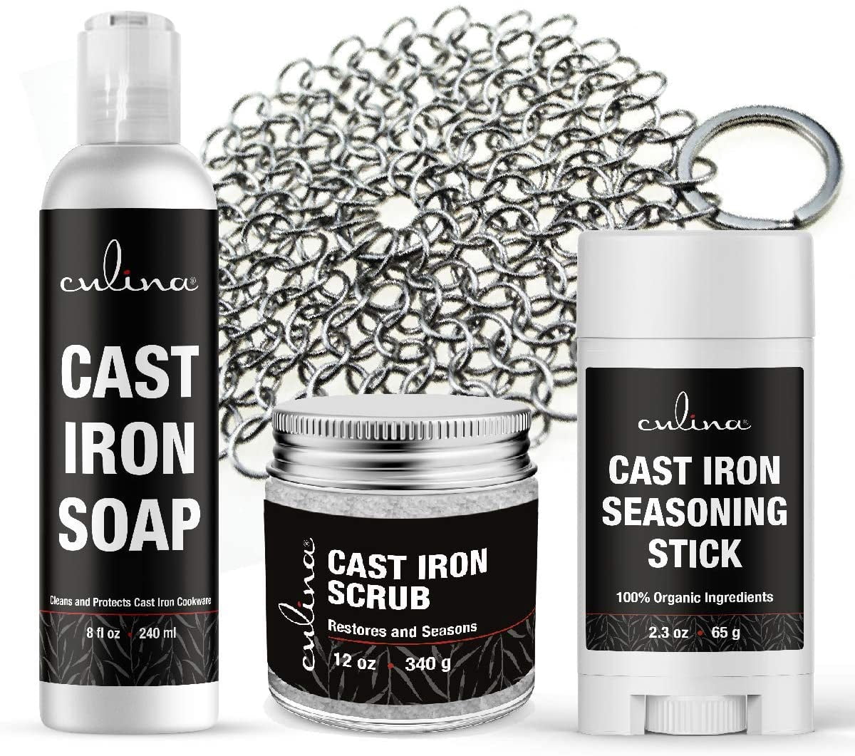 Culina Cast Iron Seasoning Stick | Soap | Restoring Scrub | Stainless ...