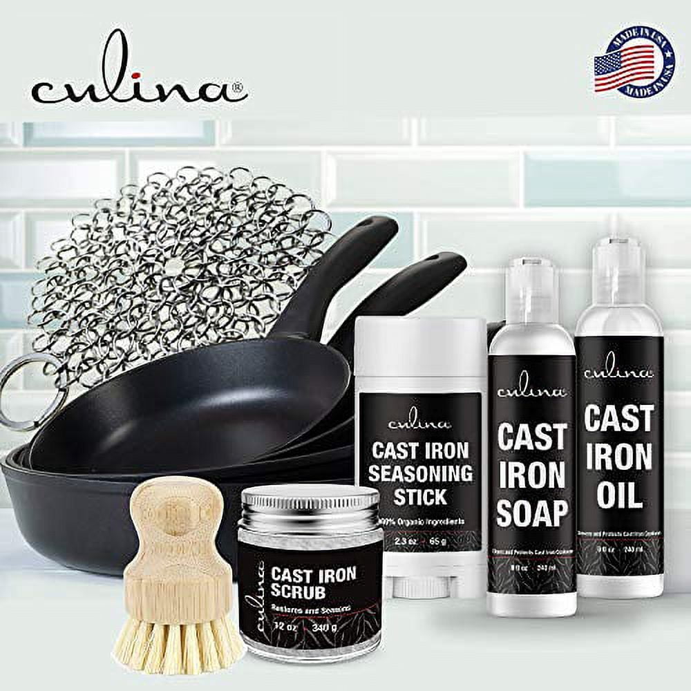 Culina Cast Iron Seasoning Stick & Soap & Restoring Scrub & Stainless ...