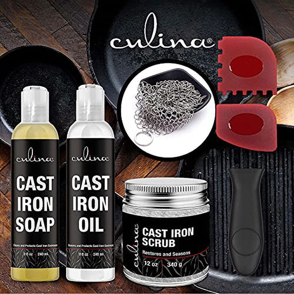 Culina Cast Iron Soap Conditioning Oil Stainless Scrubber Restoring ...