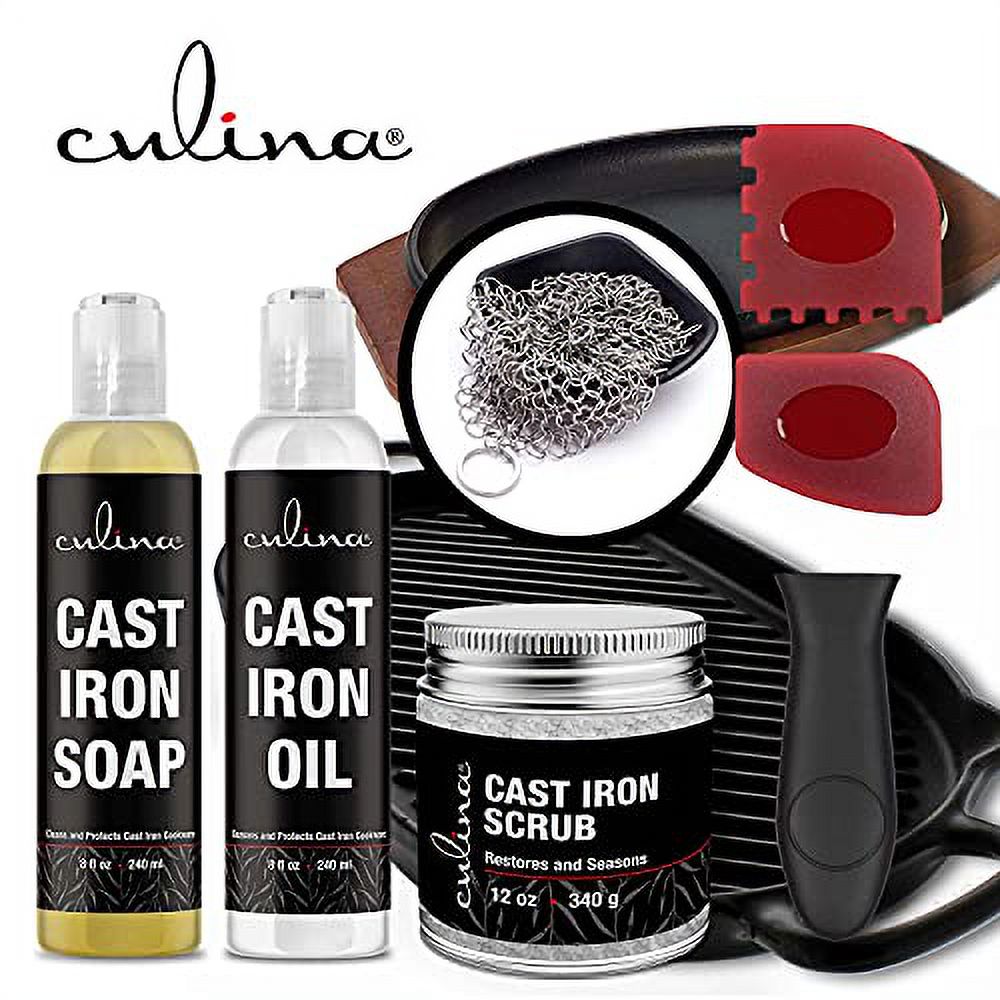 Culina Cast Iron Soap Conditioning Oil Stainless Scrubber Restoring ...
