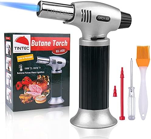 Culinary Blow Torch (Aluminum Alloy): Butane-refillable, flame ...