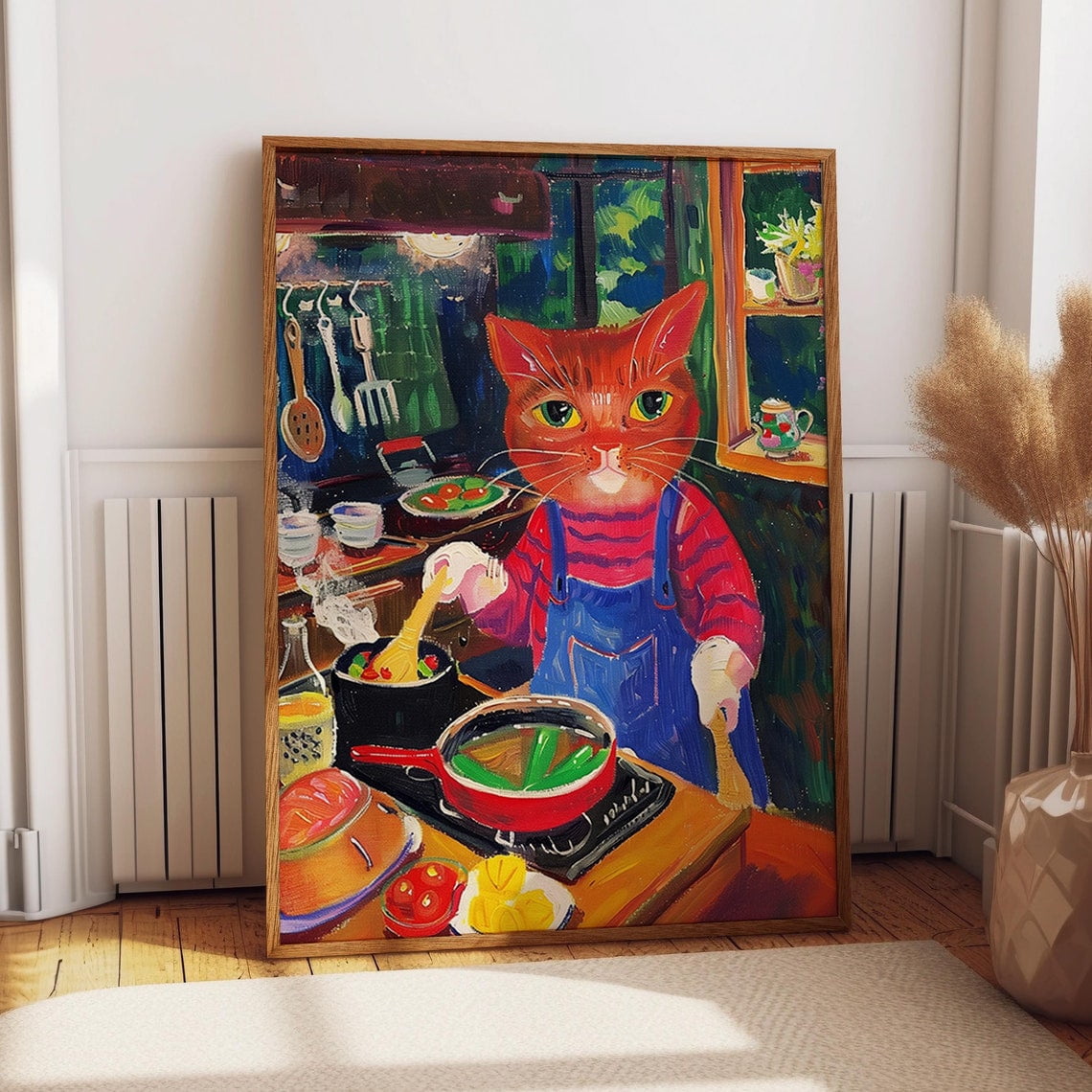 Culinary Cat Art Poster - Whiskered Chef In The Kitchen Wall Art ...