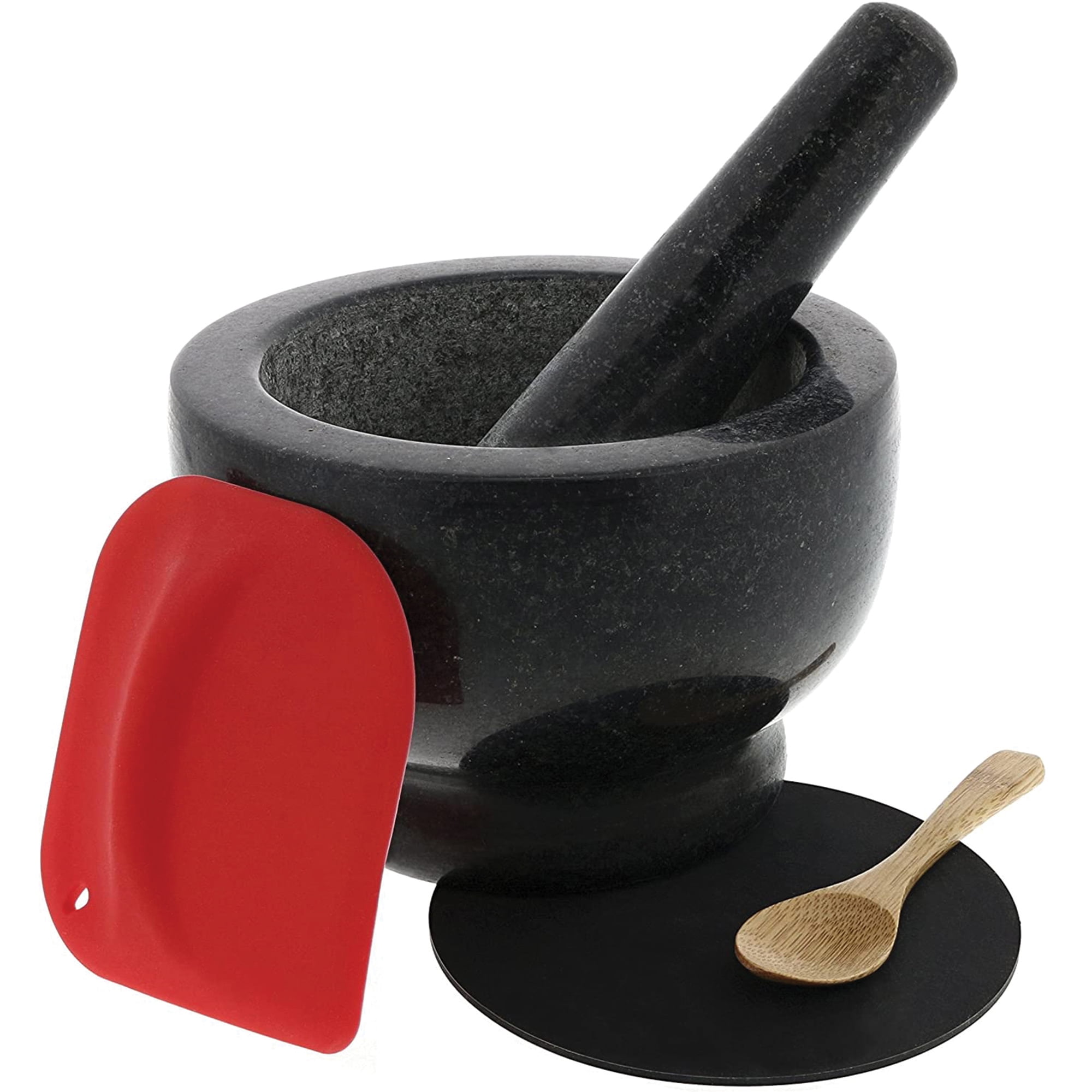 Culinary Couture Kitchen Mortar and Pestle Set, Granite Stone Grinder ...