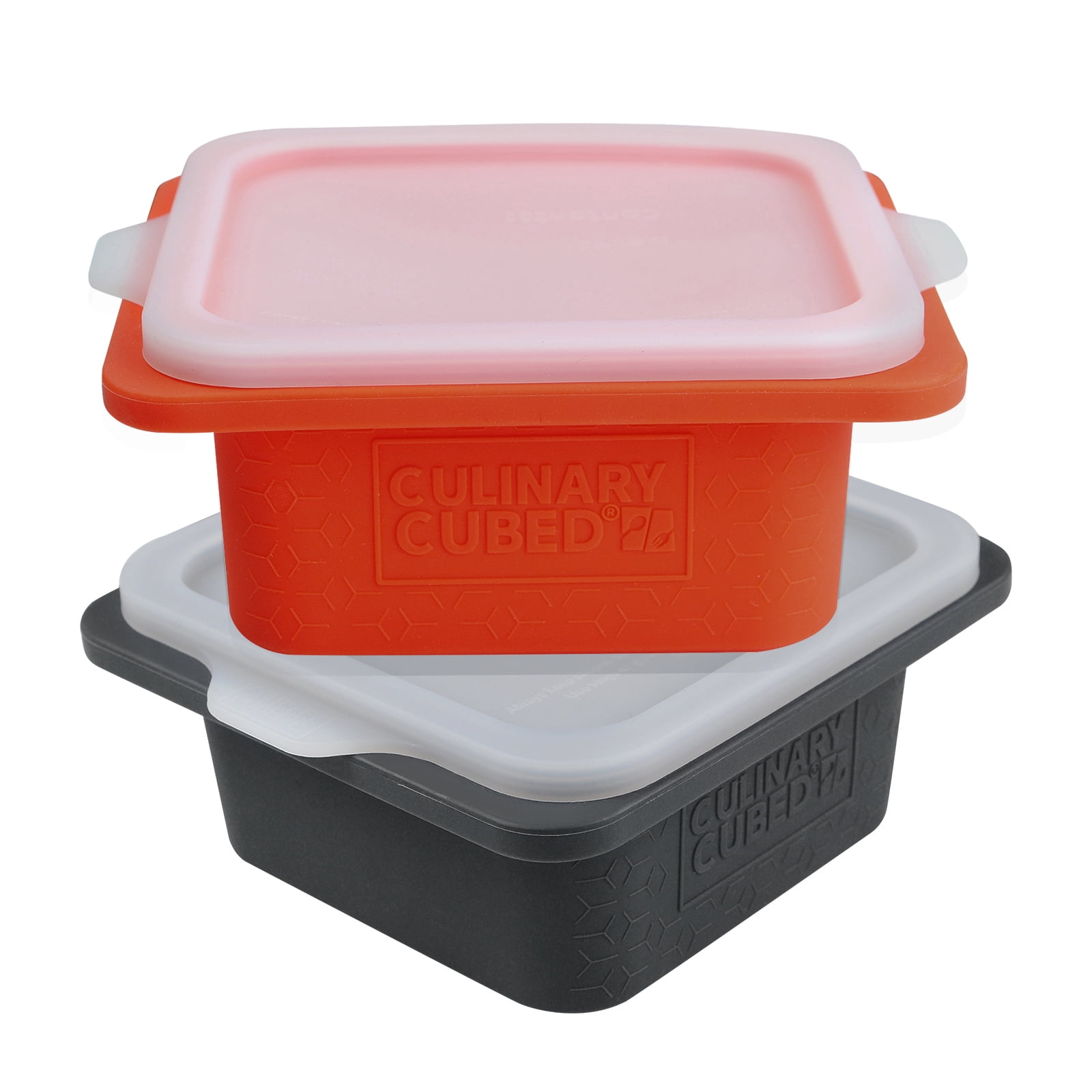 Culinary Cubed 1 Set(2 Pack) Orange+Gray 2-Cup Silicone Freezer Trays ...