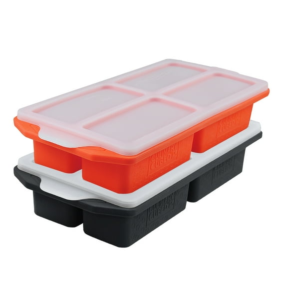 Culinary Cubed Silicone Freezer Trays with Lid 1-cup Soup Freezer ...