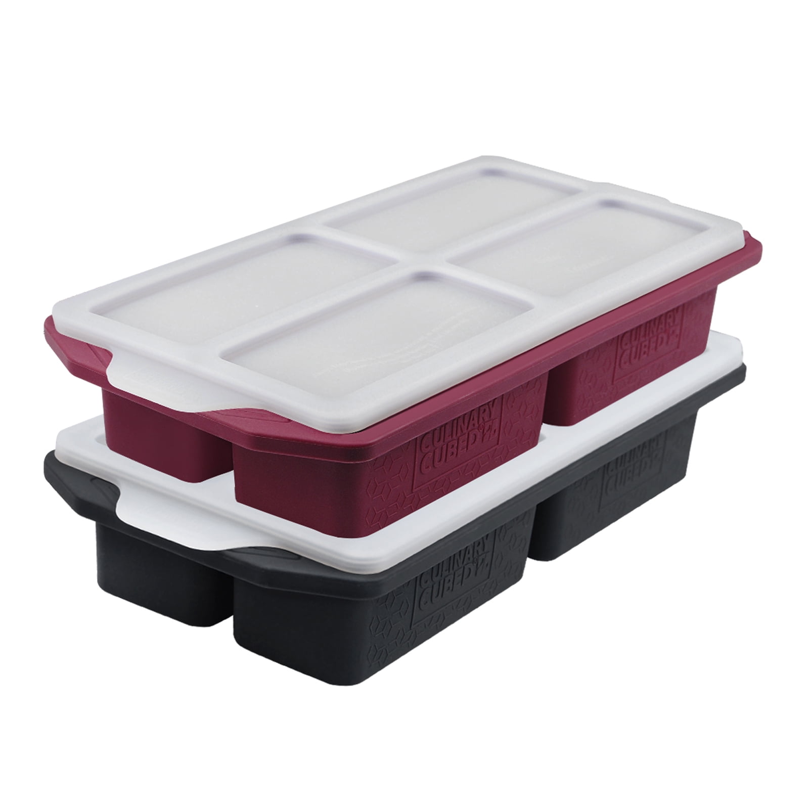 Culinary Cubed Silicone Freezer Trays with Lid 1-cup Soup Freezer ...