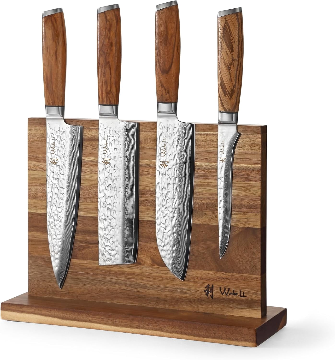 Culinary Damascus Knife Block Set with Magnetic Block Professional ...