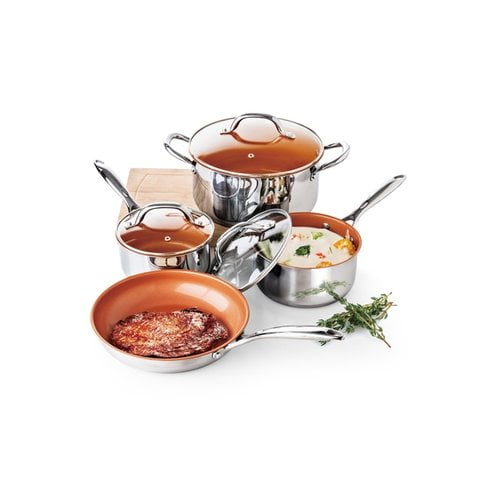 Culinary Edge 7 Piece Nonstick Stainless Steel Cookware Set - Walmart ...