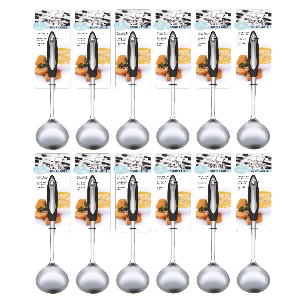 Culinary Edge Deep Stainless Steel Soup Ladle Black Silver, 12 Pack ...