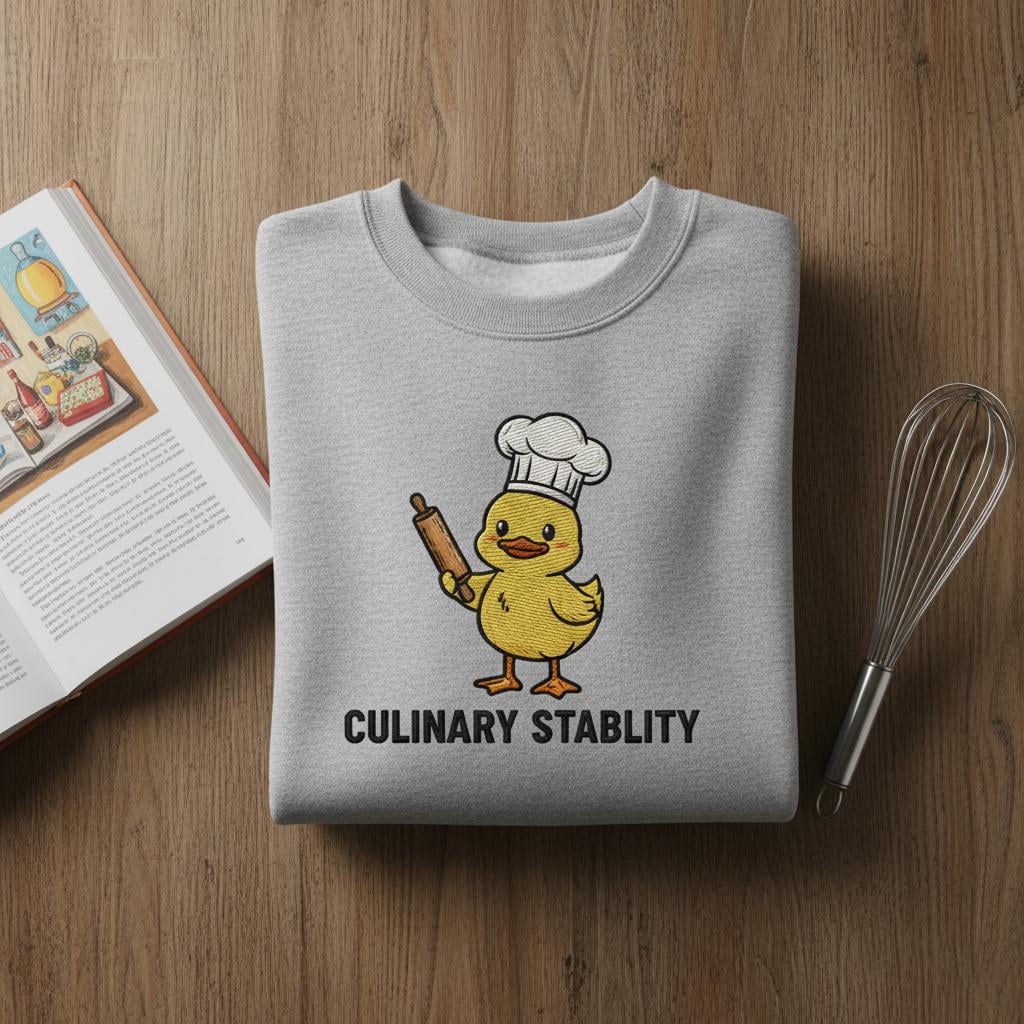 Culinary Stab-ility Embroidered Sweatshirt, Funny Chef Duck Gift, Duck ...