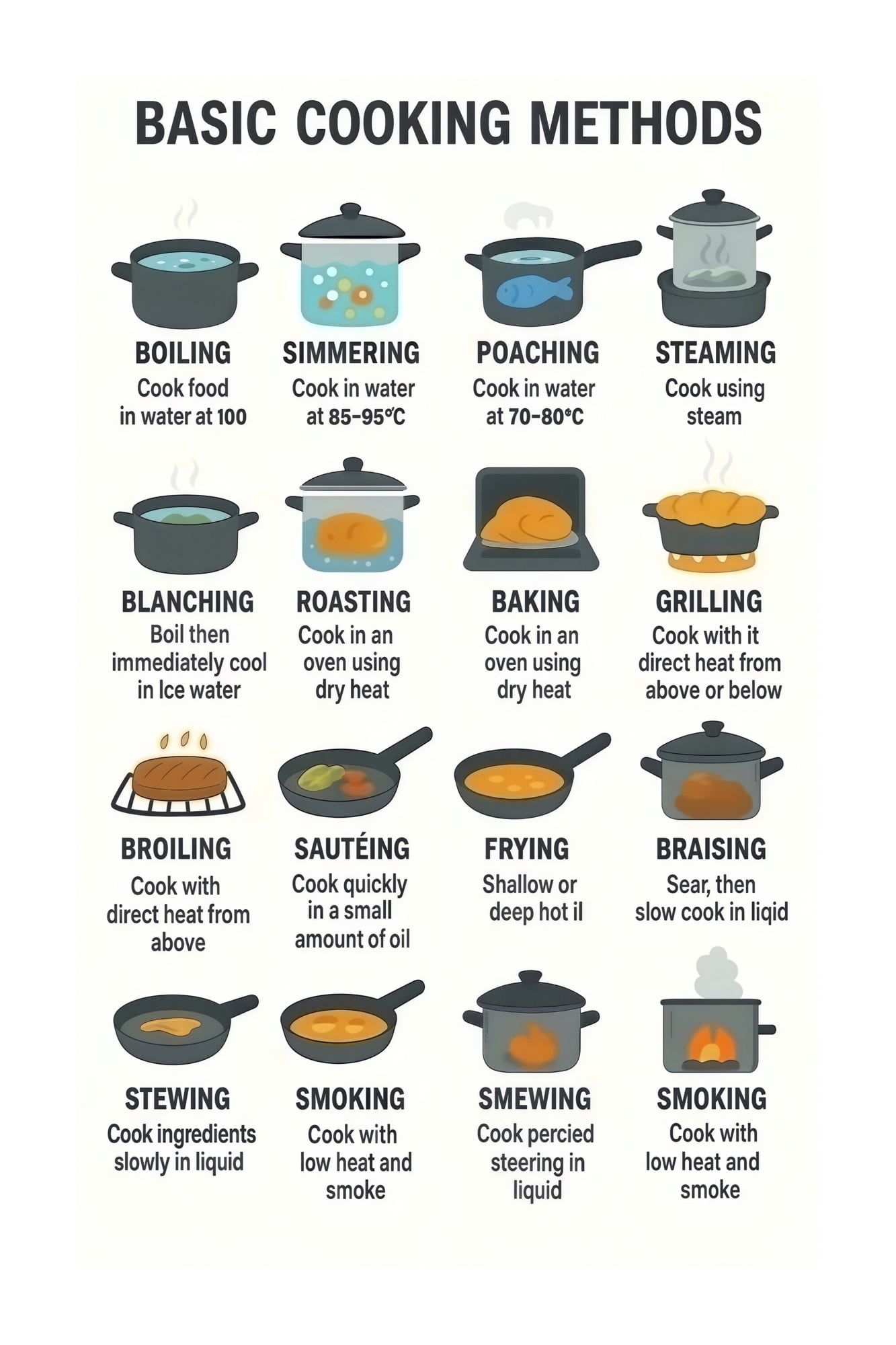Culinary Techniques Poster Comprehensive Cooking Methods Guide Visual ...