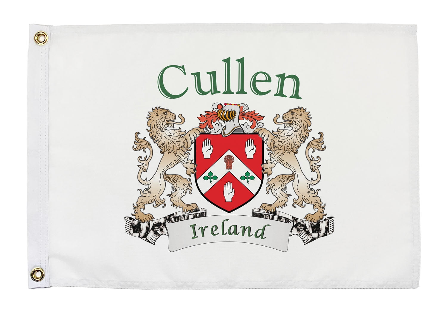 Cullen Irish Coat of Arms Small White Flag - 16"x10.5" inches - Walmart.com
