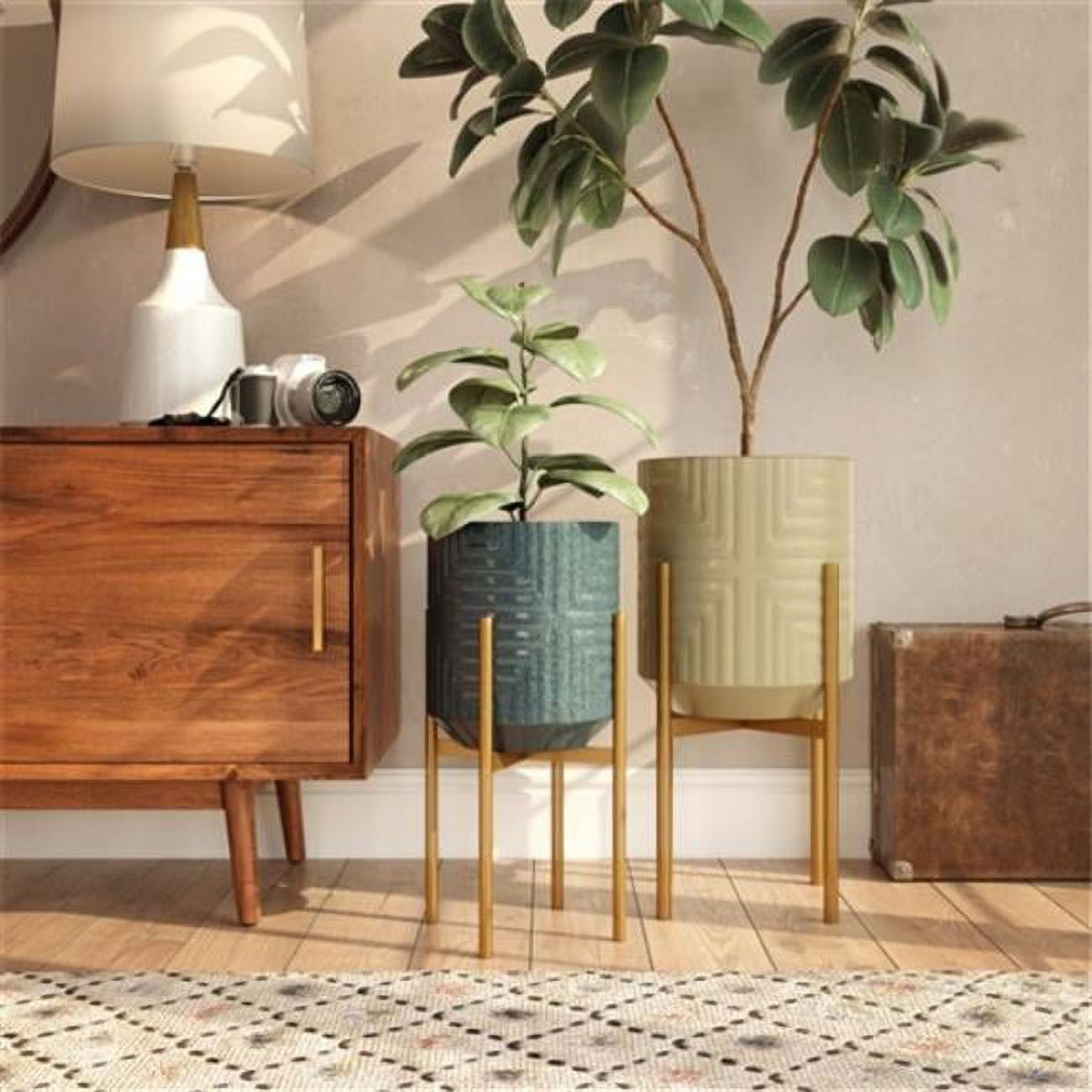 Cullen Modern Planters, Green, Blue & Gold - Set of 2 - Walmart.com