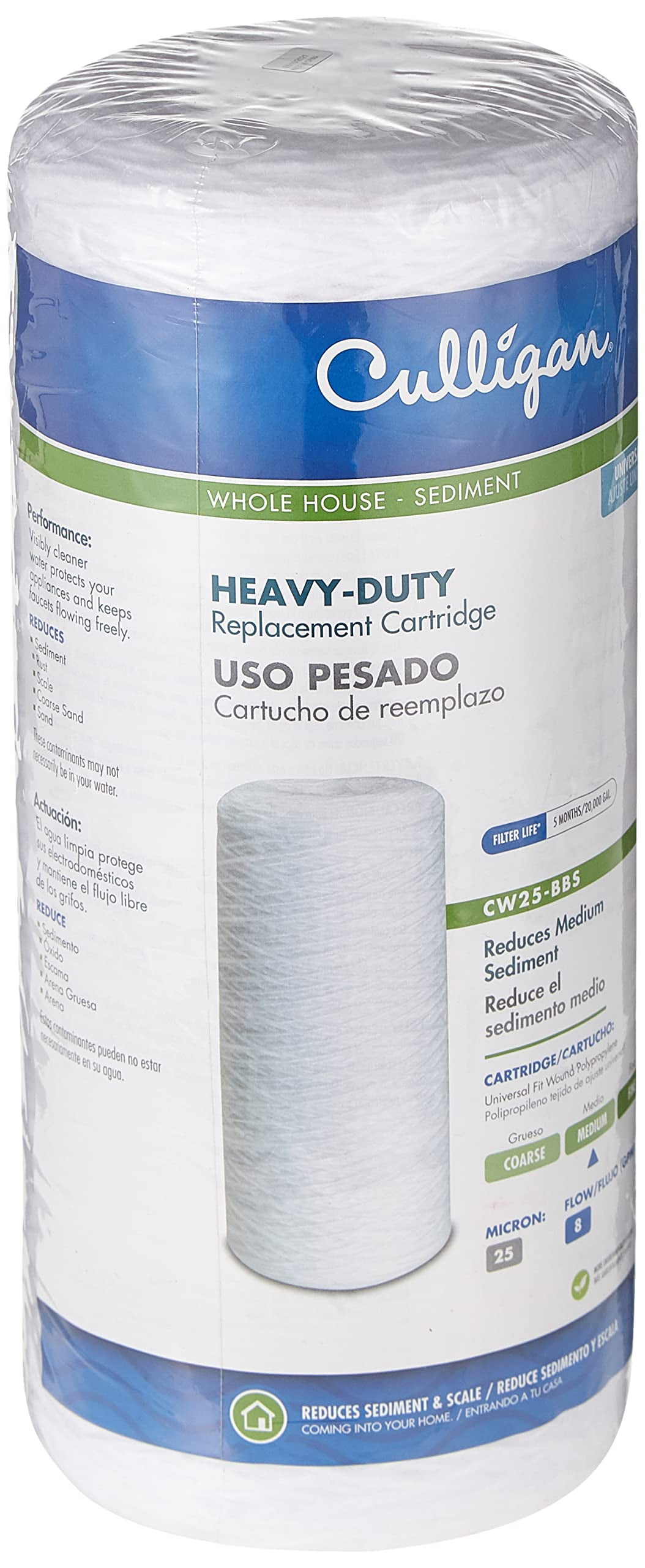 Culligan CW25-BBS Whole House Basic Water Filter Cartridge, 20,000 ...