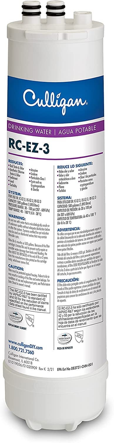 Culligan Water RC 3 EZ-Change Advanced Filtration Cartridge, 500 ...